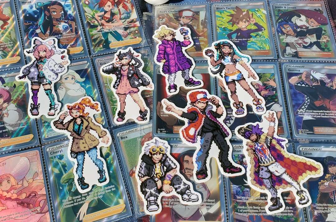 Pokemon Pixel Art Stickers | Red, Leon, Klara, Leon, Marnie, Nessa ...