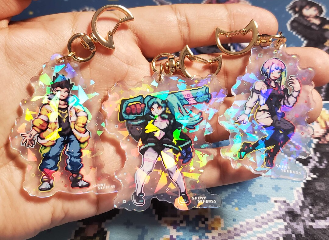 Cyberpunk Edgerunners Acrylic Charms Pixel Art | Double Sided Cracked ...