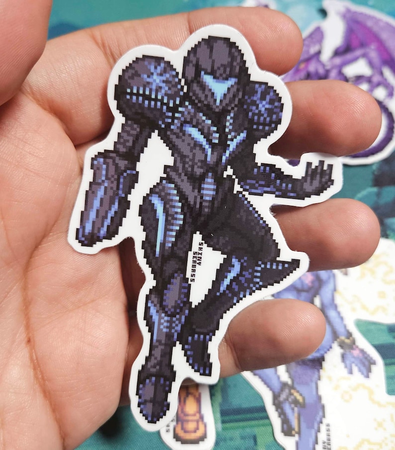 Samus Aran, Ridley, Dark Samus and Zero Suit Pixel Art Stickers ...