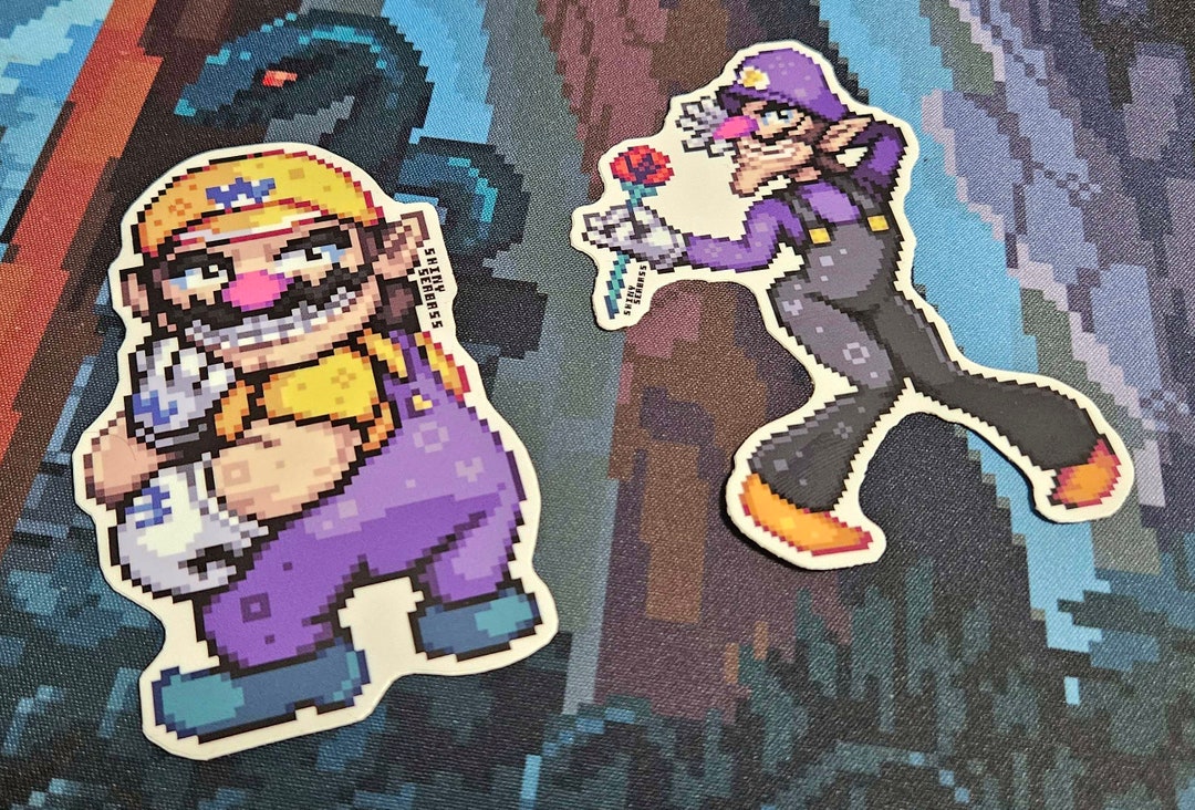 Waluigi and Wario Pixel Art Stickers Premium Matte Vinyl Stickers ...