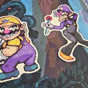 Waluigi and Wario Pixel Art Stickers Premium Matte Vinyl Stickers ...