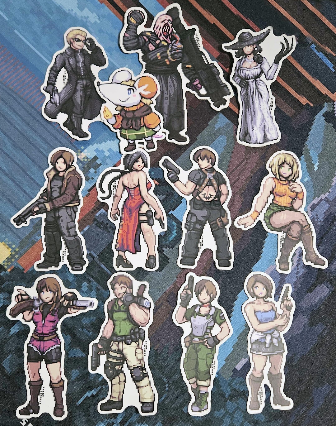 Resident Evil Pixel Art Stickers | Vinyl Stickers | Leon S Kennedy Ada ...