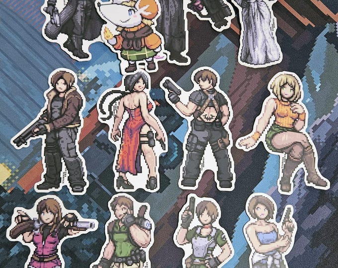 Resident Evil Pixel Art Stickers | Vinyl Stickers | Leon S Kennedy Ada ...