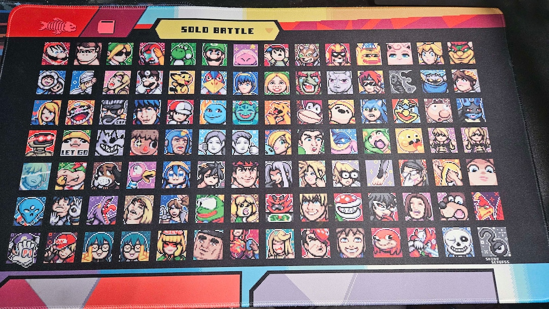 Desk Mat Super Smash Bros Ultimate Roster Pixel Art | Everyone is Here ...