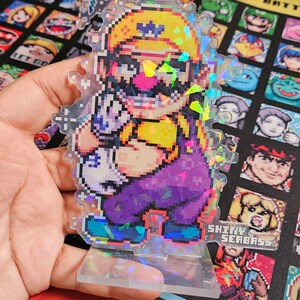 Waluigi and Wario Acrylic Standee Pixel Art | Double Sided Cracked ...