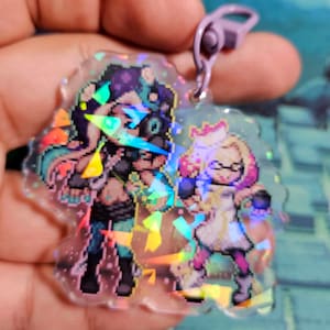 Splatoon Deep Cut and off the Hook Acrylic Charm Pixel Art | Double ...