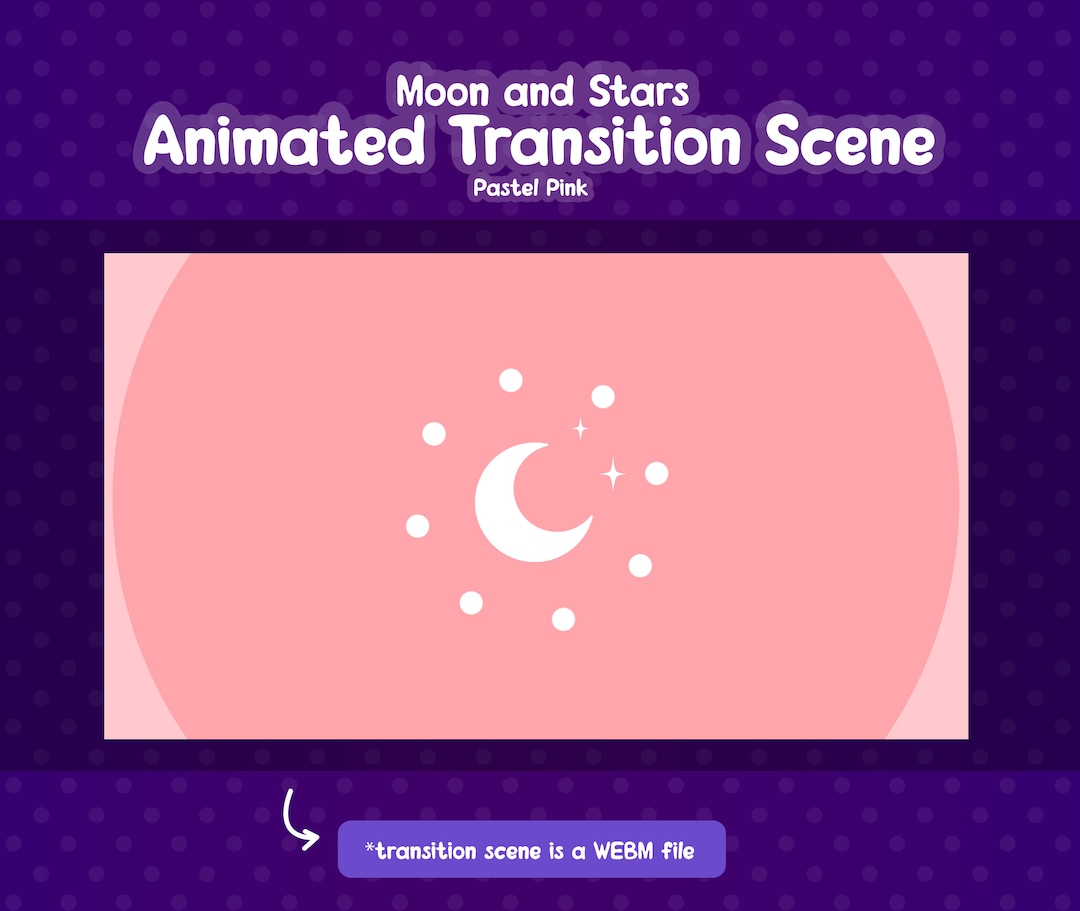 ANIMATED Pink Moon Transition Scene for Live Streams, Cute Pastel ...