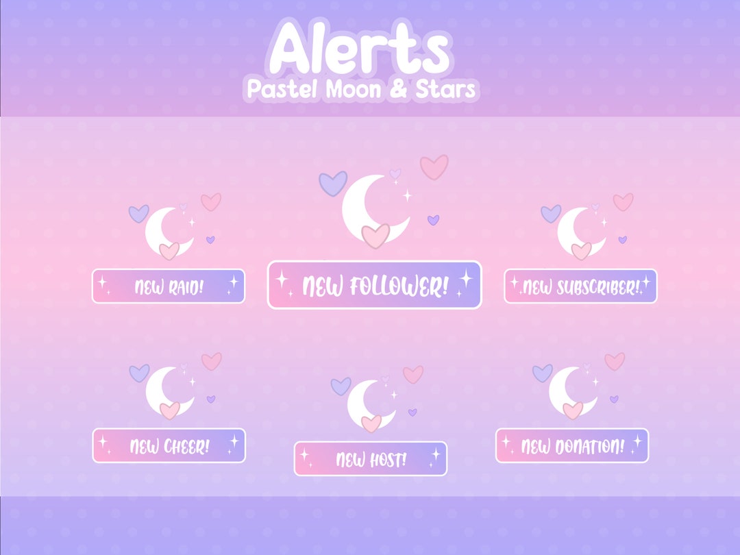 Pink & Purple Pastel Moon and Stars ANIMATED Alerts Cute - Etsy