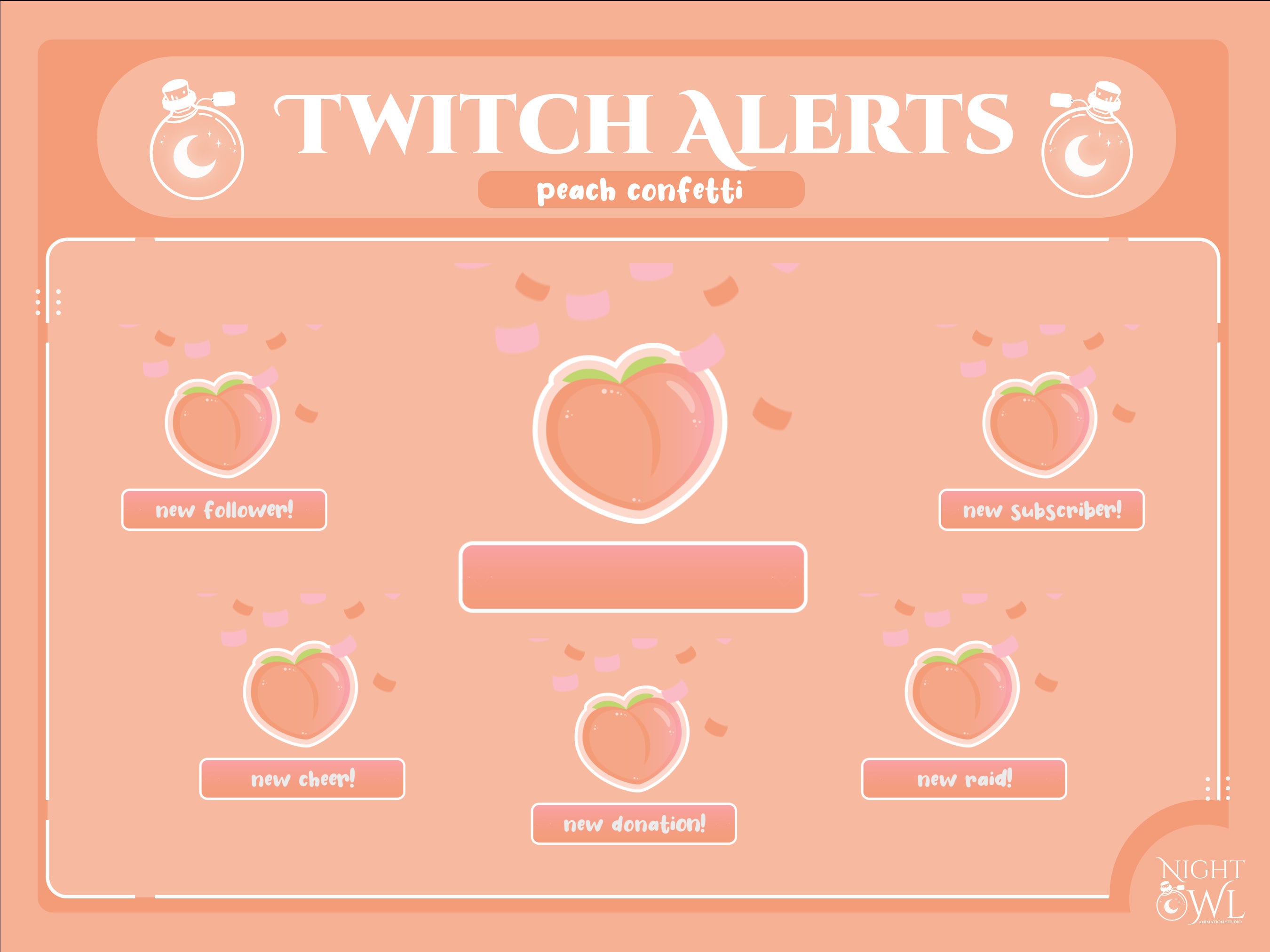 Peach Confetti ANIMATED Alerts - Pastel Pink Peach Fruit Twitch Alerts ...