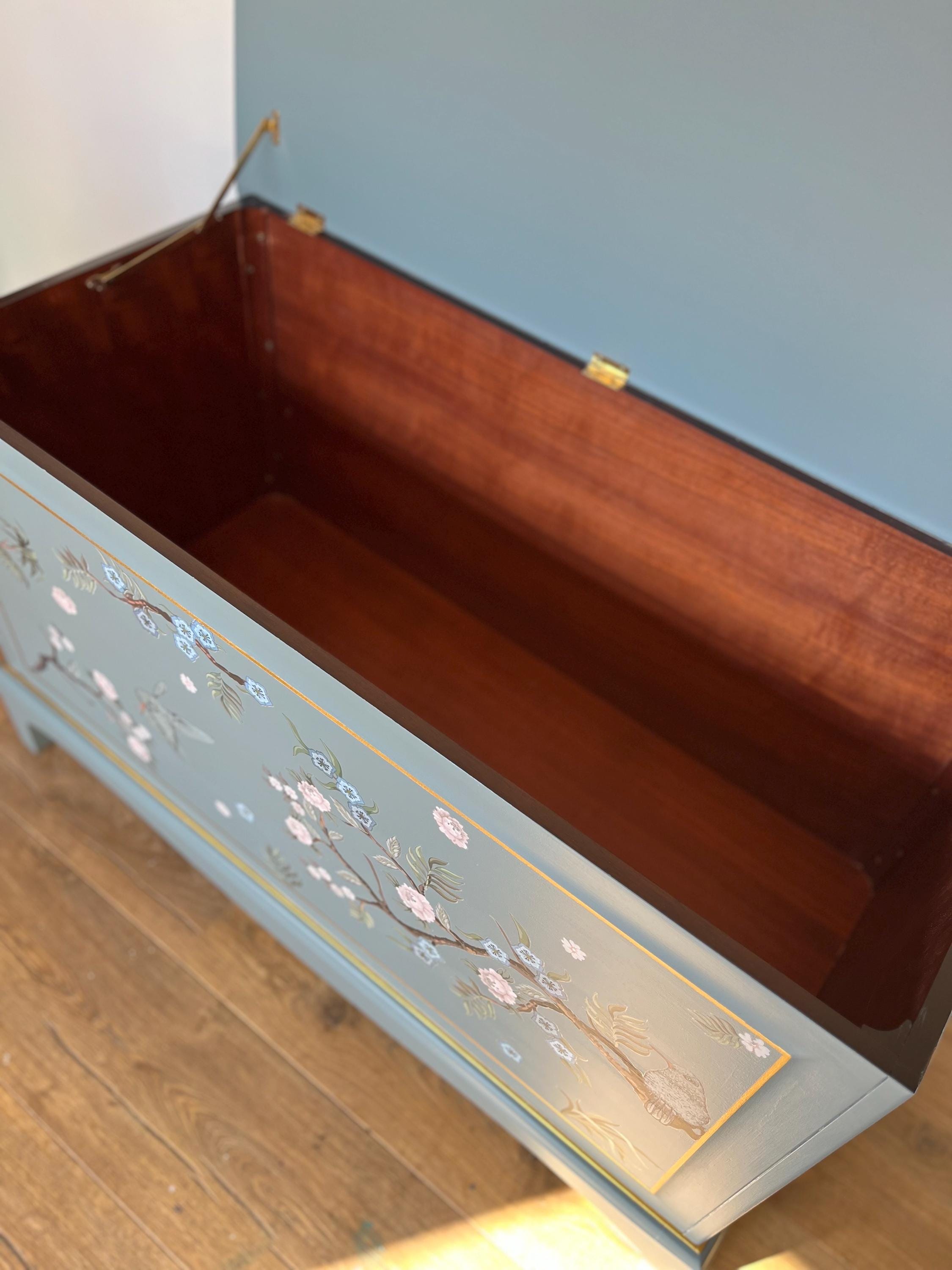 SOLD Stag Blanket Box Dusky Blue With Birds - Etsy