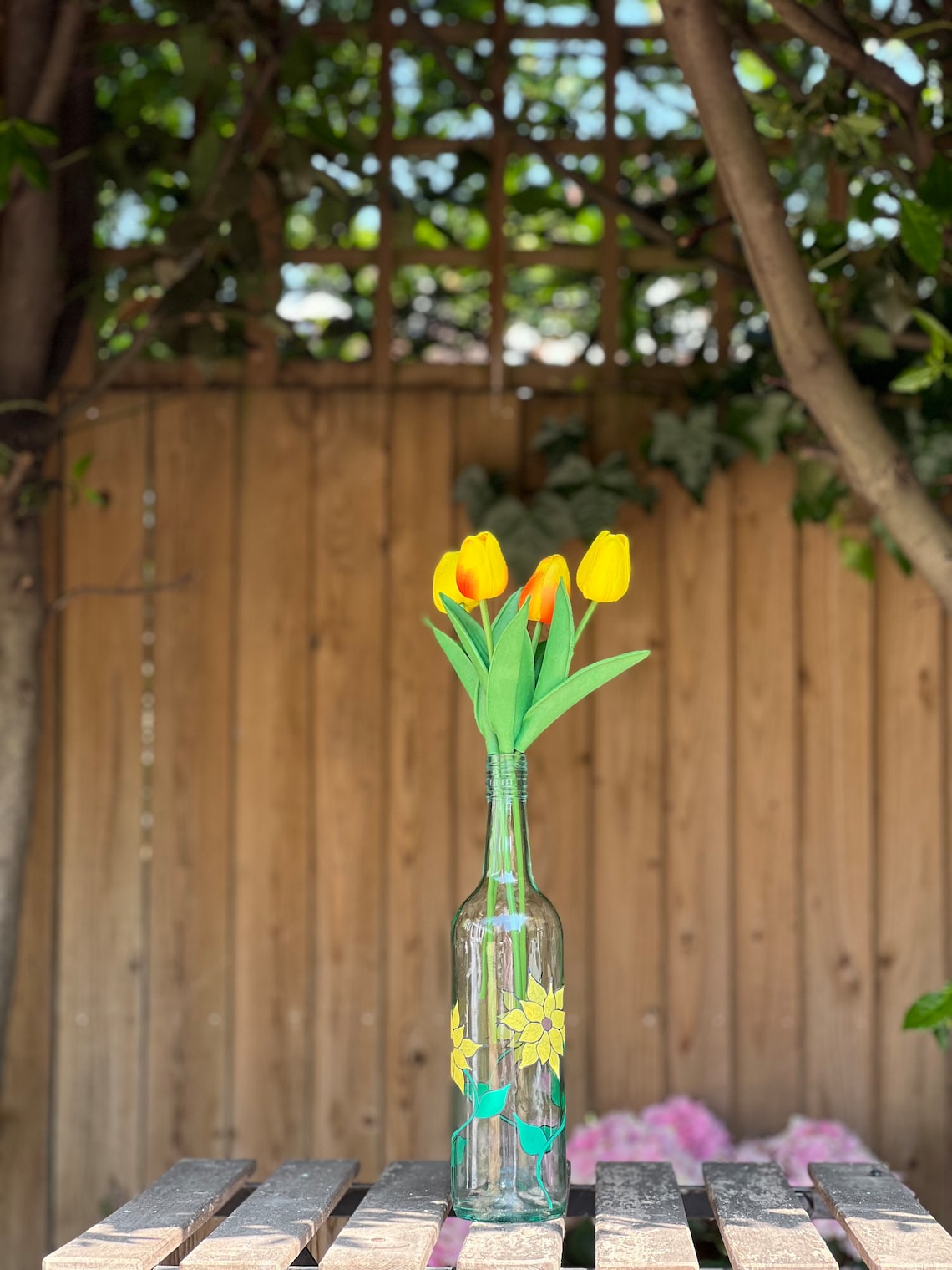 Sunflower Light up Bottle, Hand Painted, Personalised Gift, Upcycled ...
