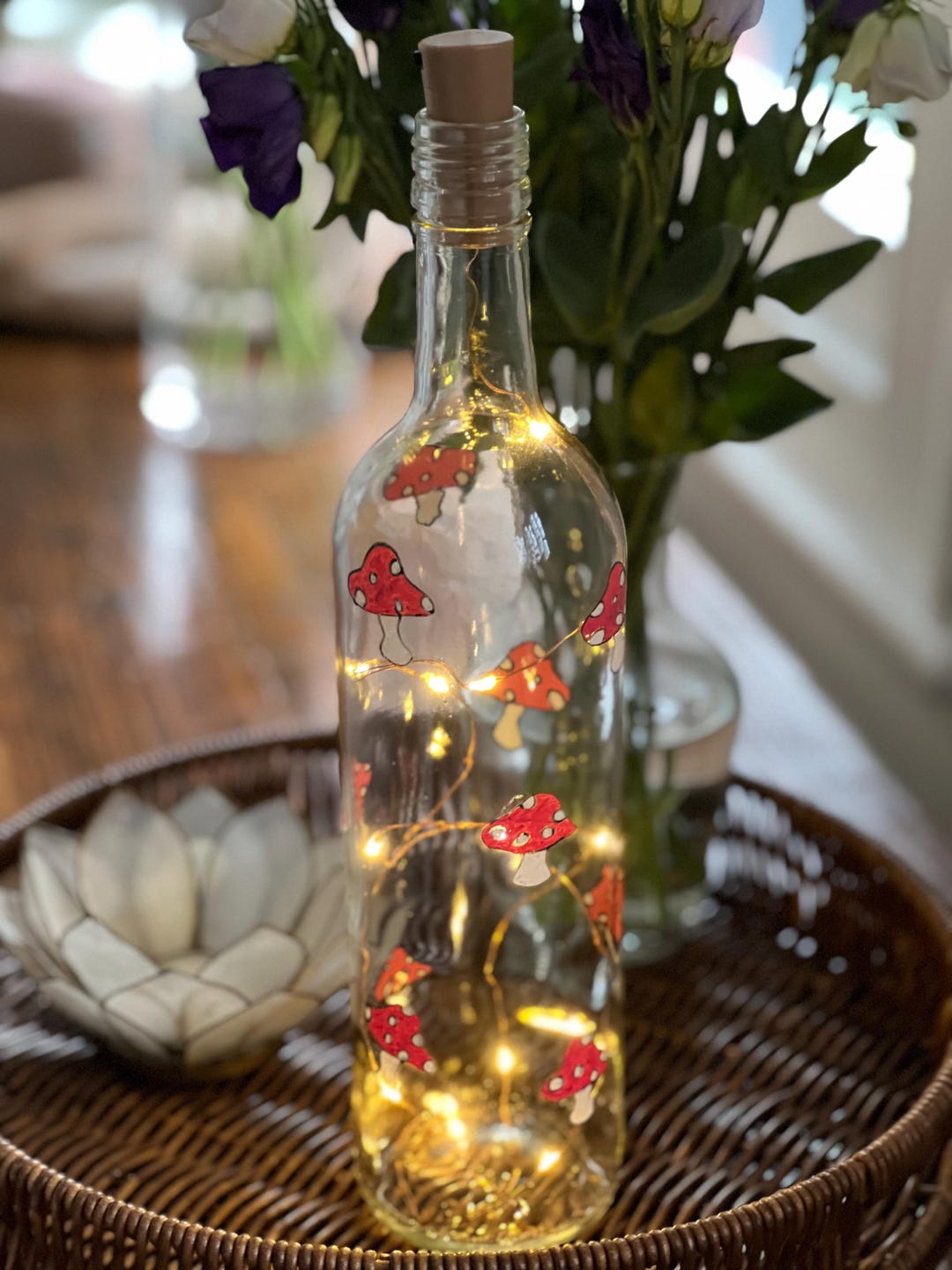 Hand-painted Fairy Toadstool Light-up Bottle – Upcycled Home Decor ...