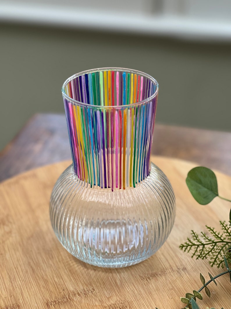 Hand Painted Rainbow Vase - Etsy UK