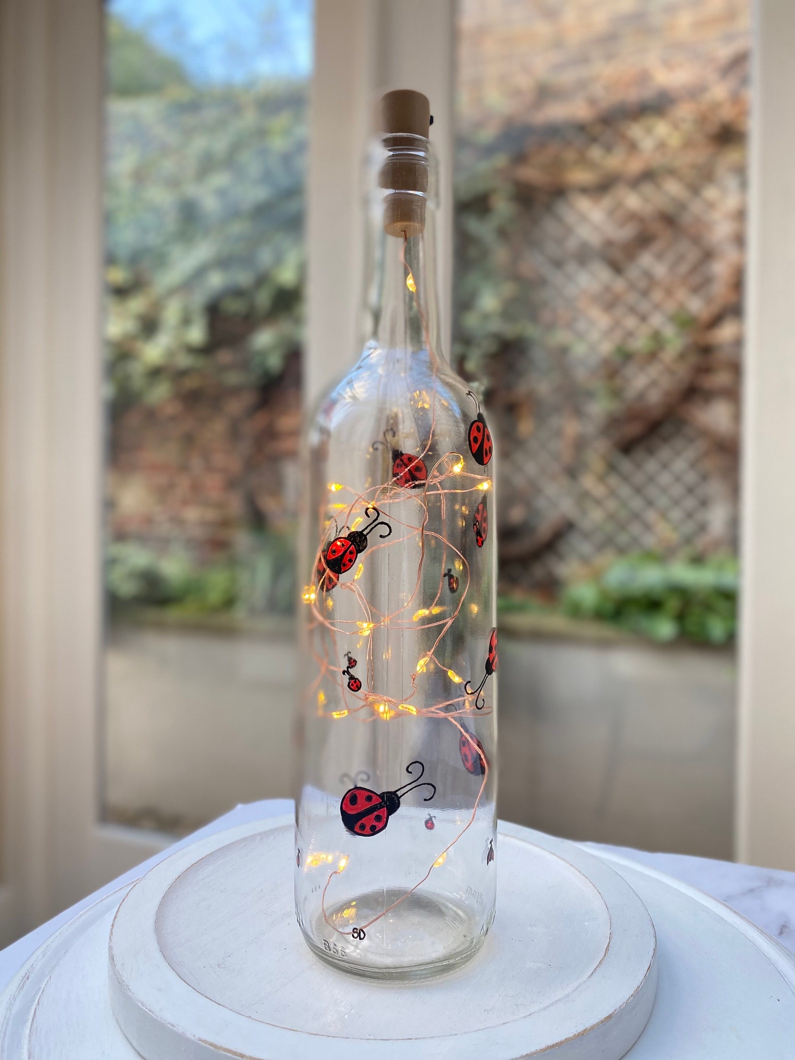 Ladybug Light up Bottle Upcycled Home Decor Hand Painted - Etsy