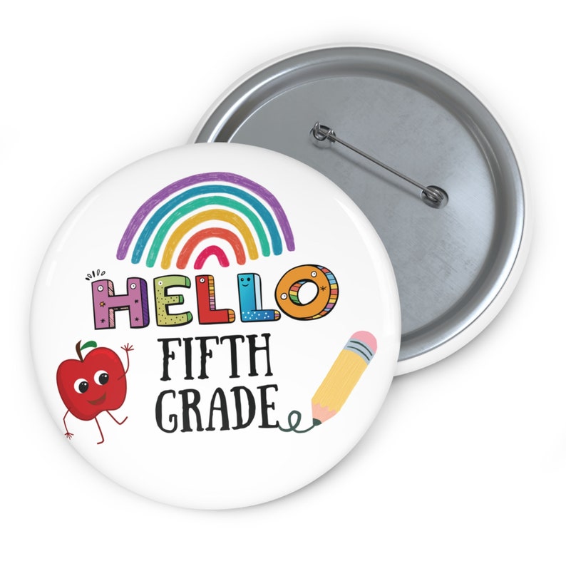 Hello Fifth Grade Pin, Back to School Teacher Gift, 5th Grade, School ...