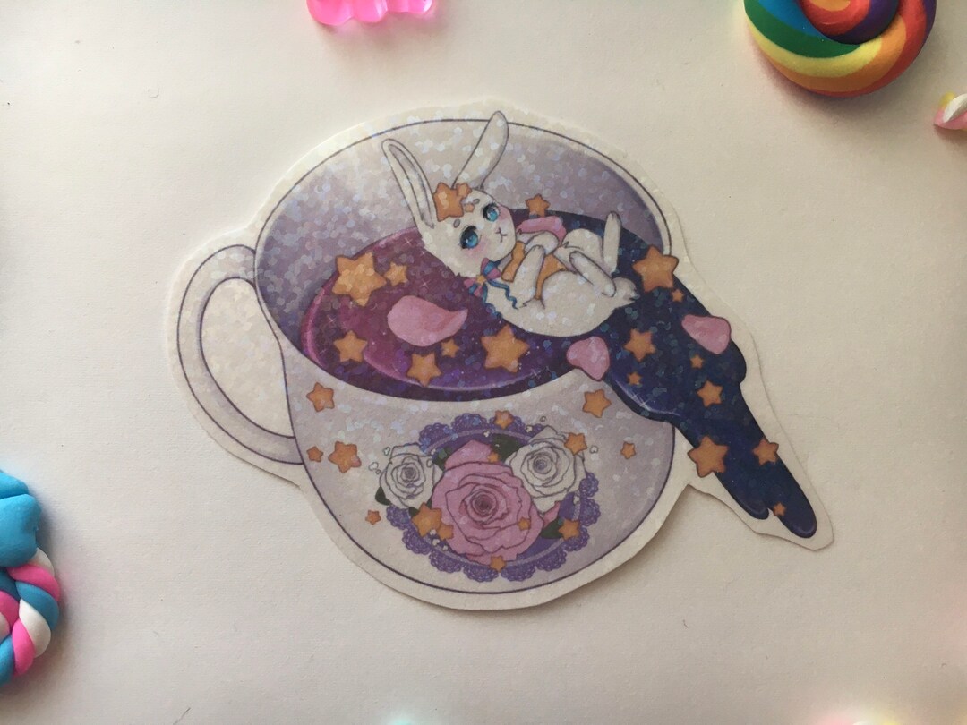 Bunny Tea Sticker - Etsy
