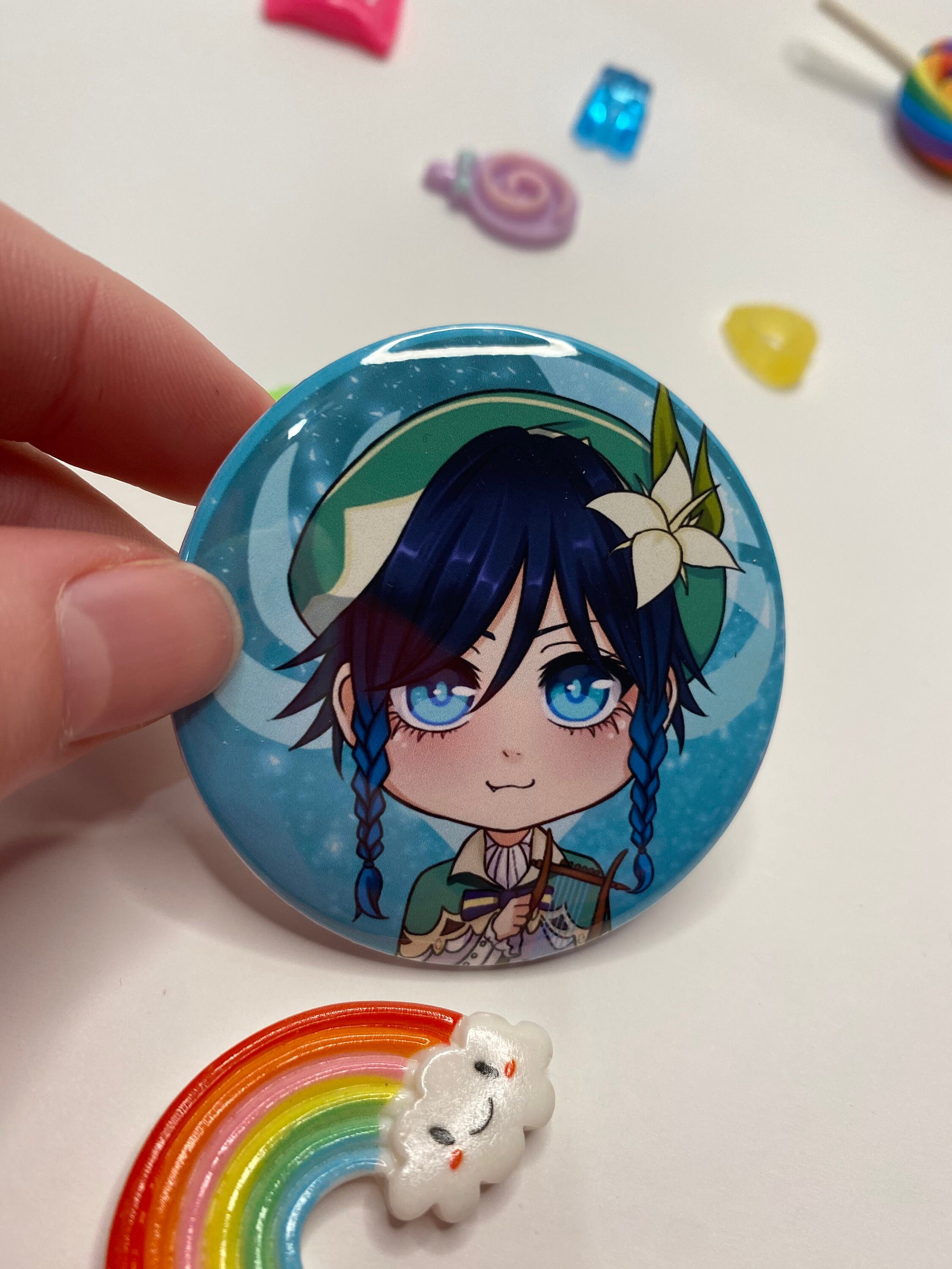 Venti Genshin Impact Button Anime Mihoyo Hoyoverse - Etsy