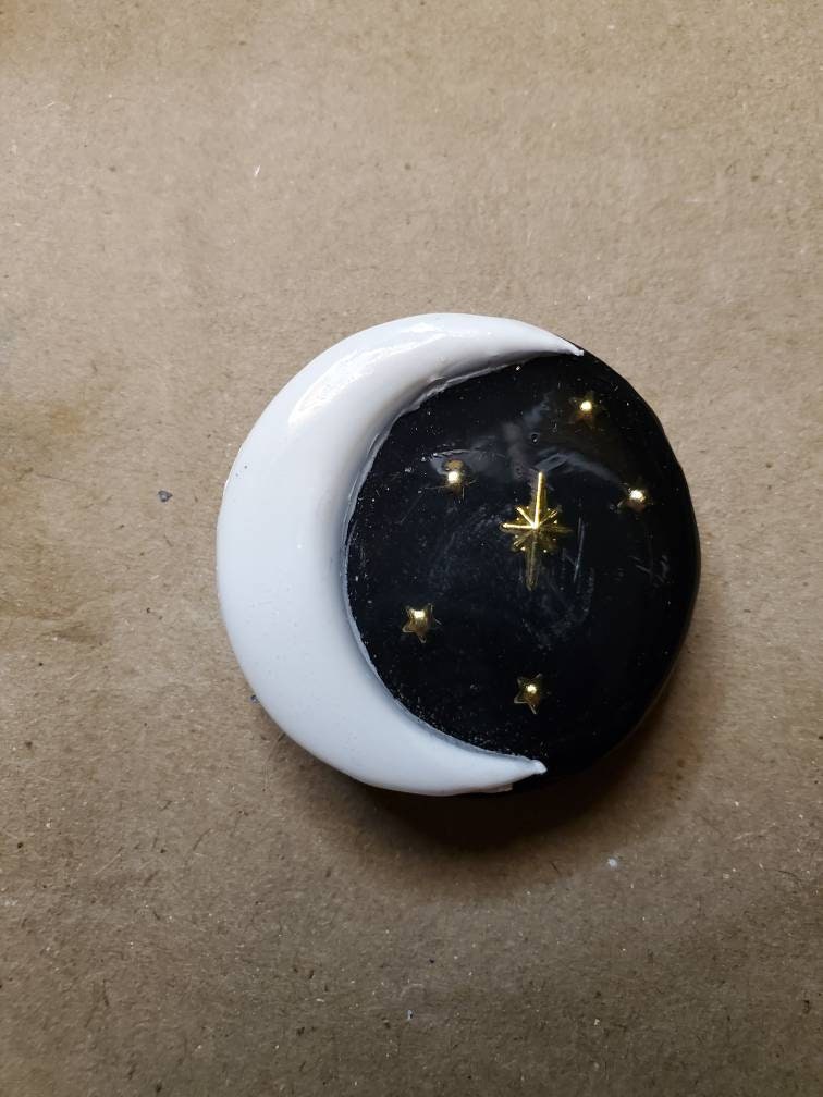 Crescent Moon Magnets | Handmade Night Sky Magnets | Polymer Clay ...