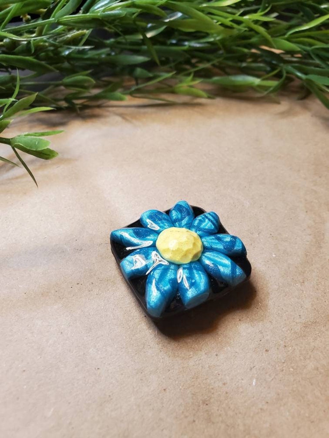 Blue Gerber Daisy Clay Magnet | Polymer Clay Magnet | Handmade Gerber ...