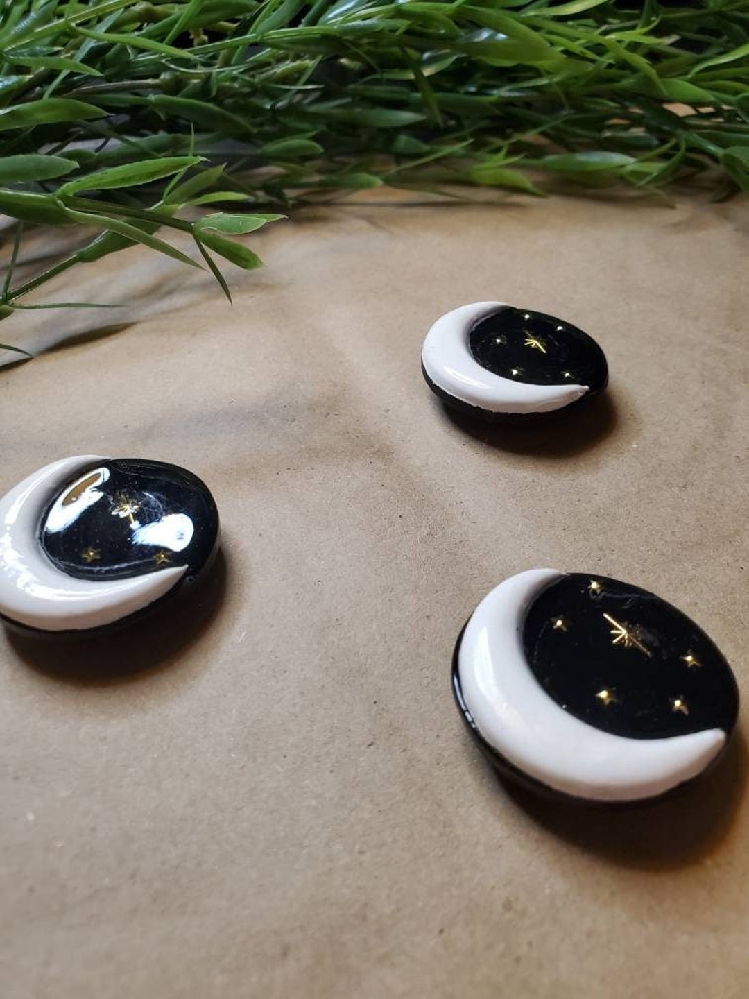 Crescent Moon Magnets | Handmade Night Sky Magnets | Polymer Clay ...