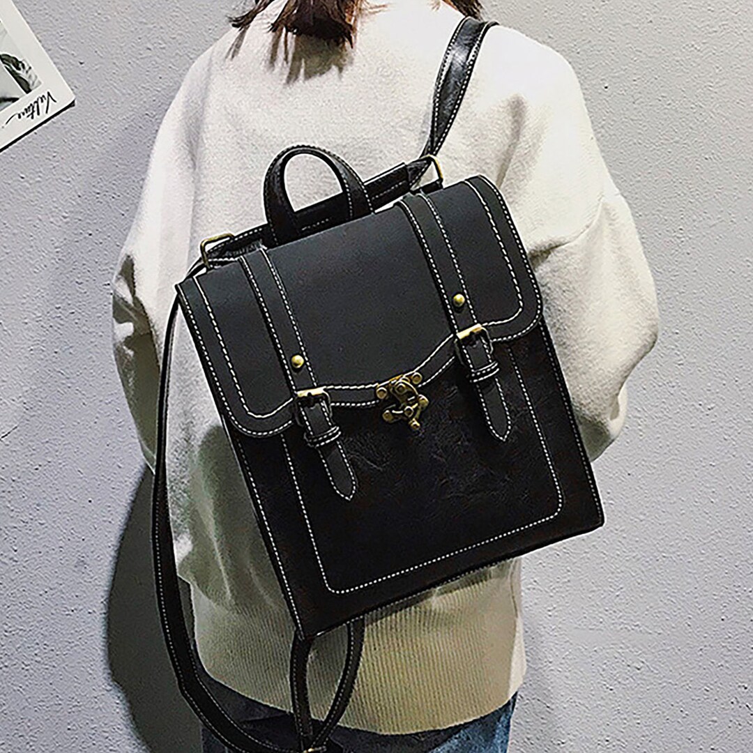 Vegan Leather Backpacklarge Capacity Backpack , Women Backpack, Large ...