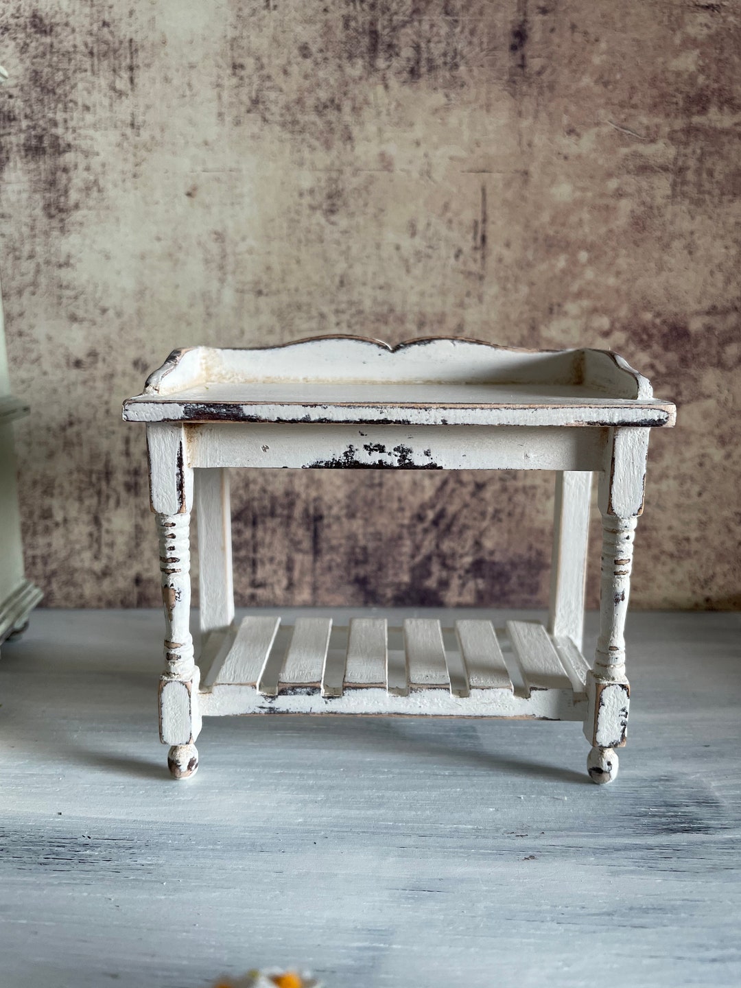 MINIATURE Garden White Table . 1:12 Scale . Farmhouse Provincial ...