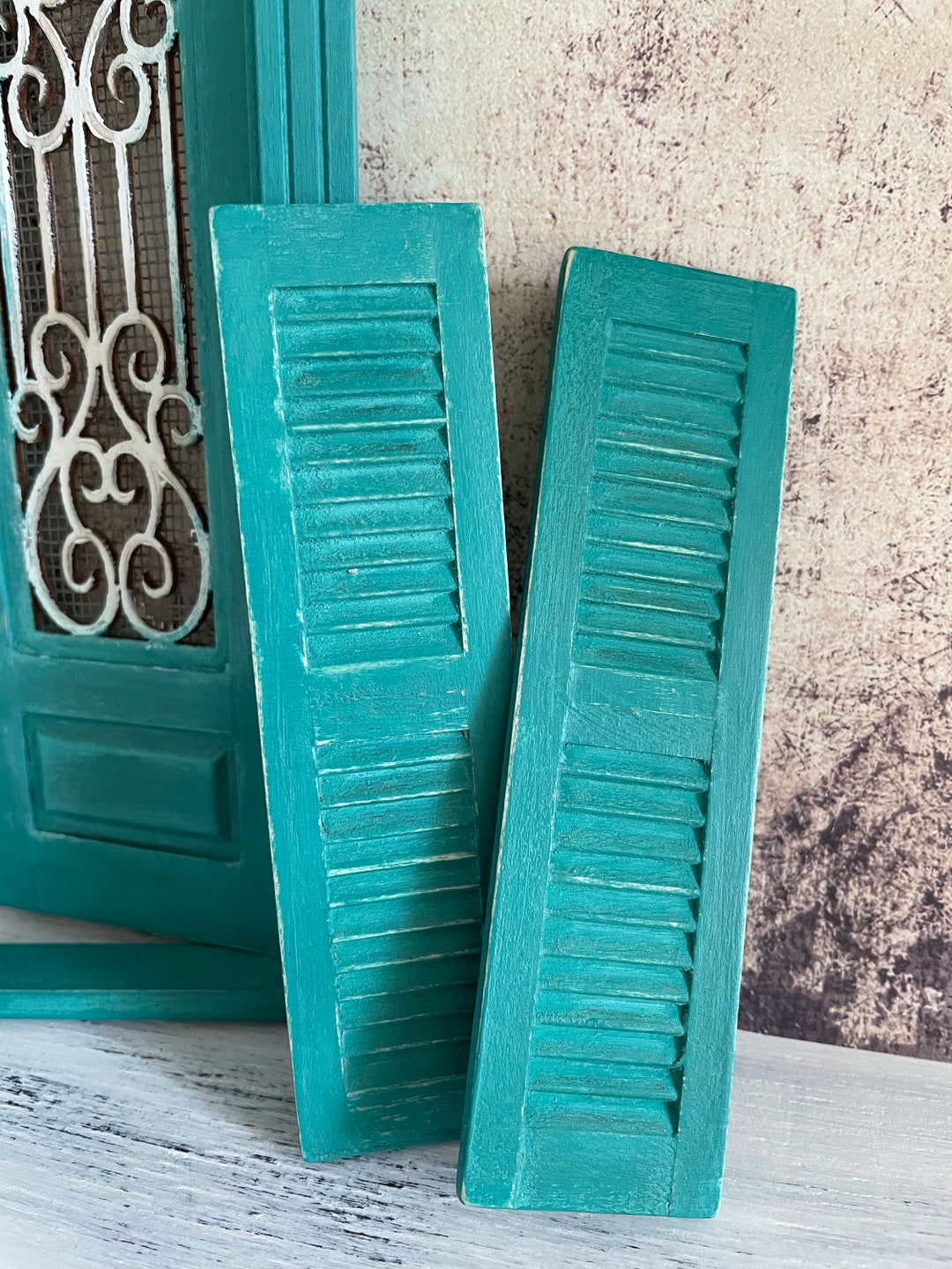 Shabby Shutter . Miniature Scale 1/12 Wooden . Doll House Decoration ...