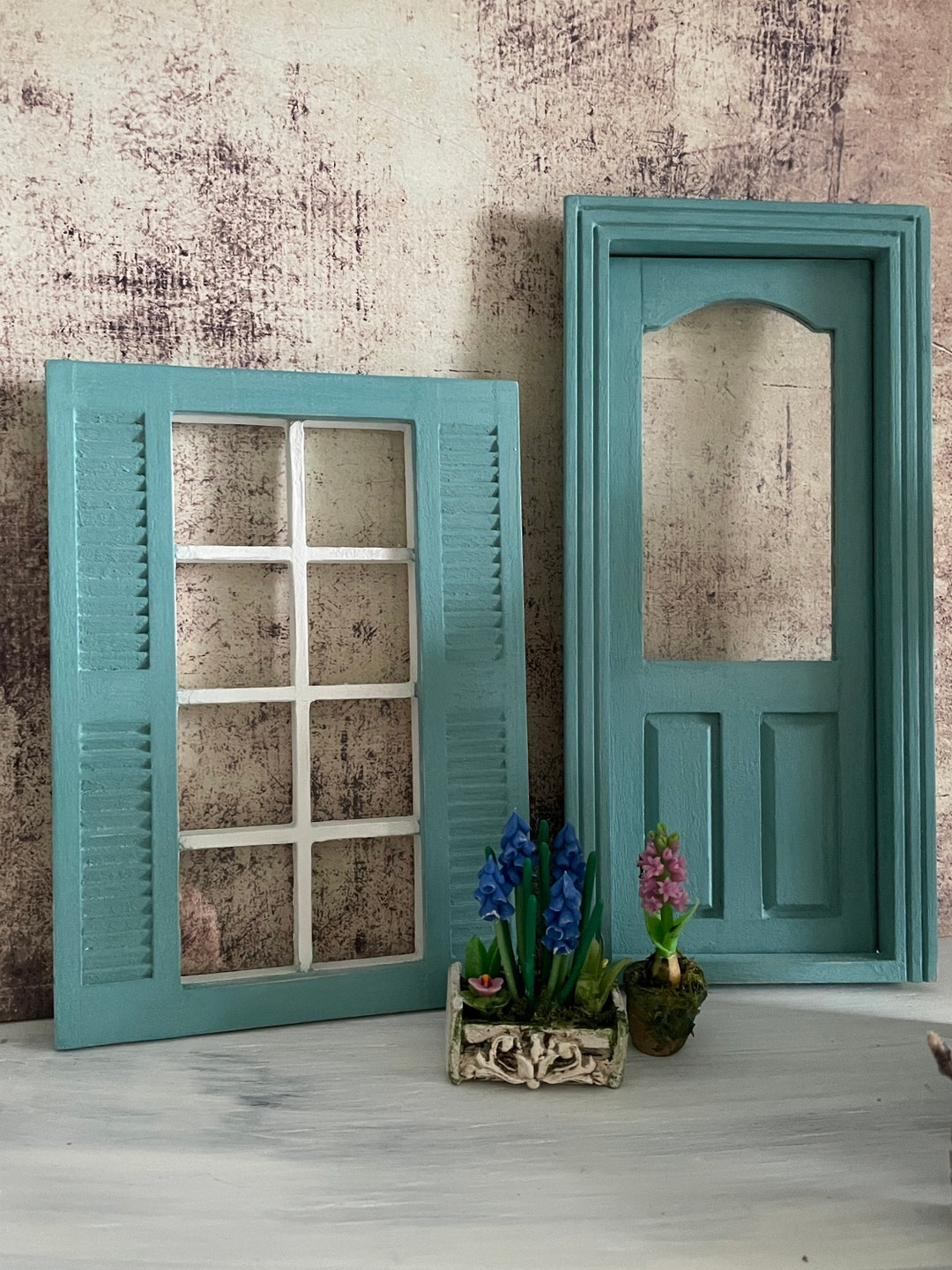 Miniature Window With Shutter . Hand Painted Provence Style . 1:12 ...