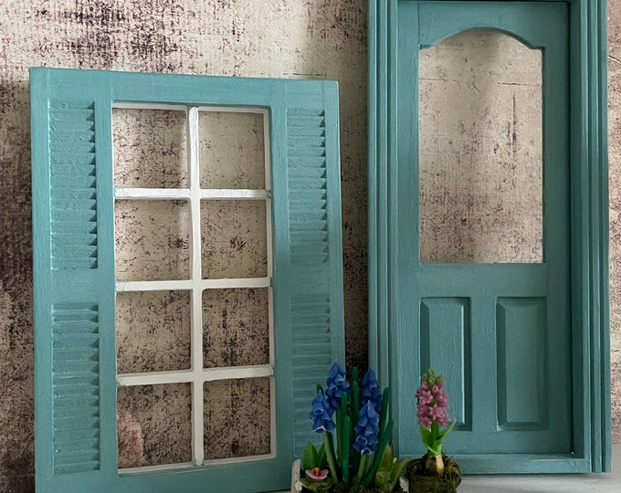 Miniature Window With Shutter . Hand Painted Provence Style . 1:12 ...