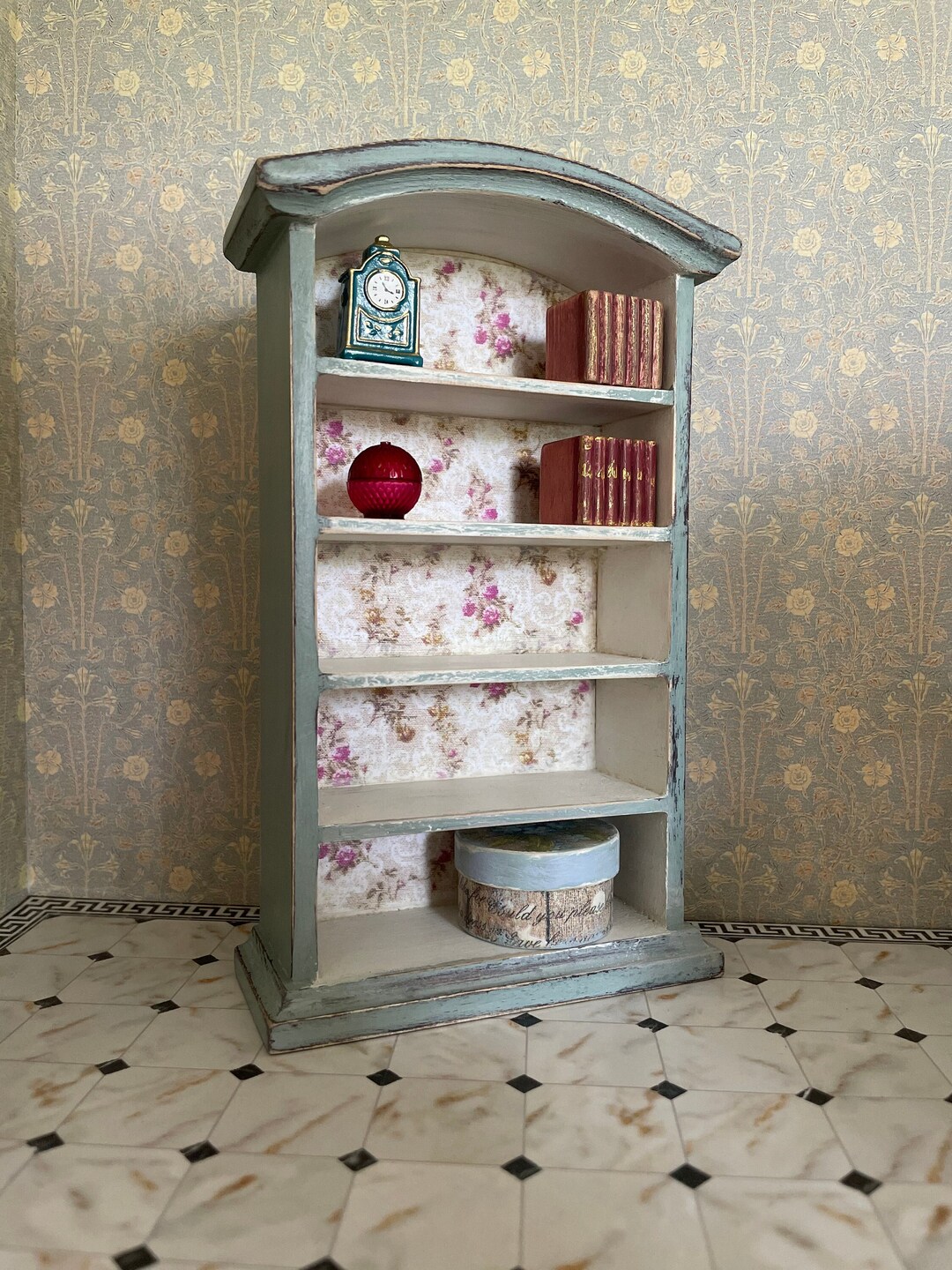Doll House Miniature Bookshelf. Shabby Chic Miniature 1:12 Scale - Etsy