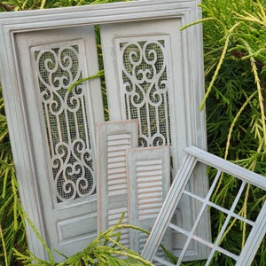 Shabby Shutter. Miniature Scale 1/12 Wooden .doll House Decoration ...