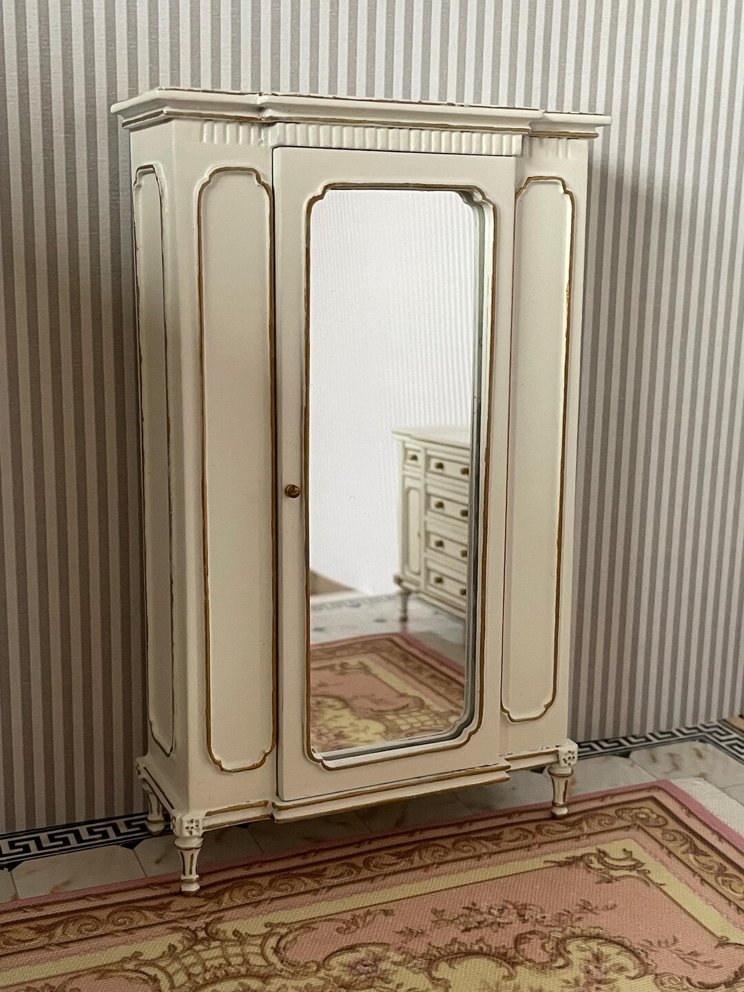 Miniature Wardrobe With Mirror . Miniature French Furniture of the ...