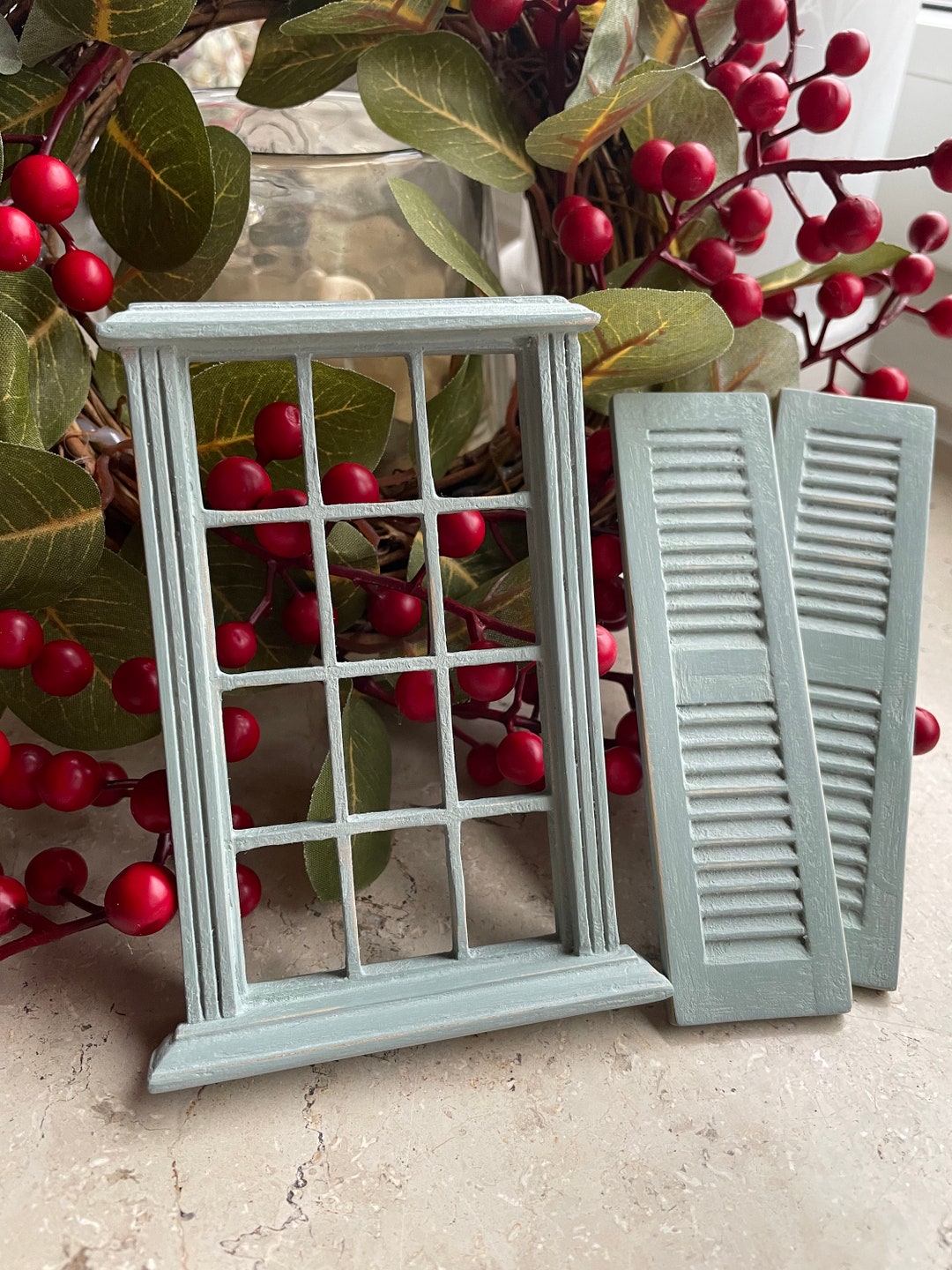 Shabby Shutter. Miniature Scale 1/12 Wooden .doll House Decoration ...