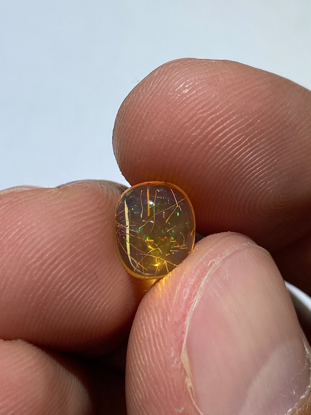 Amazing Fire Opal With Its Beautiful Sparkles and Rutile Inlay AA ...