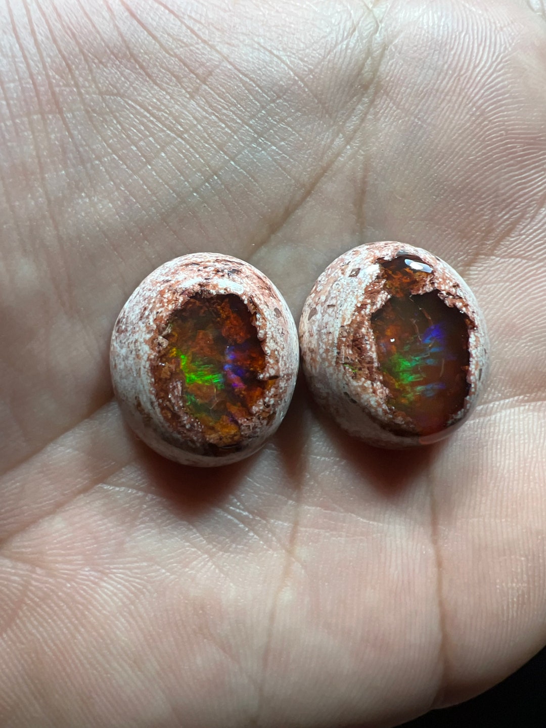 Stunning Pair of Fire Opals on Matrix With Their Beautiful Sparkles and ...