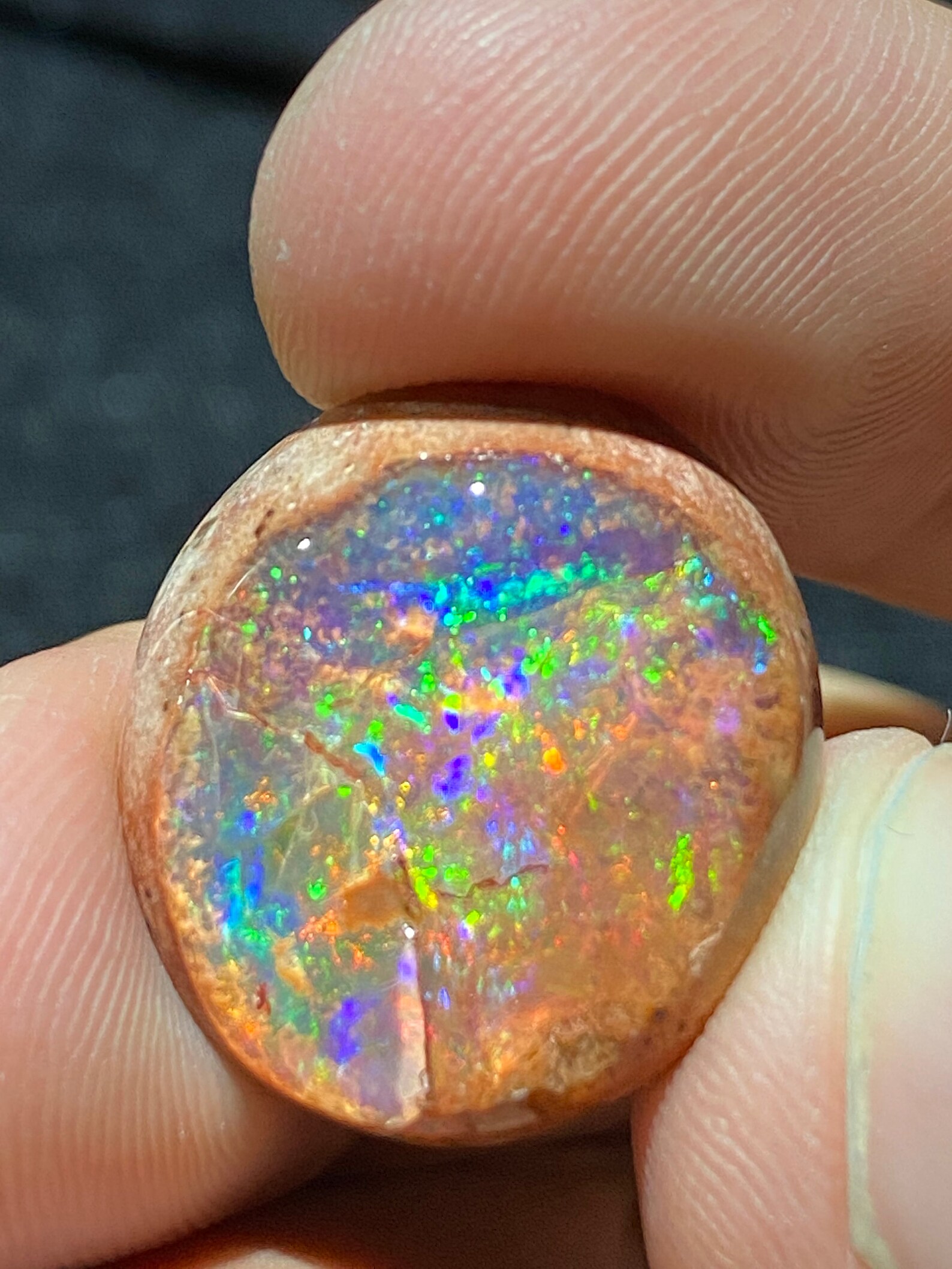 Amazing fire opal on matrix with its beautiful blue sparkles | Etsy