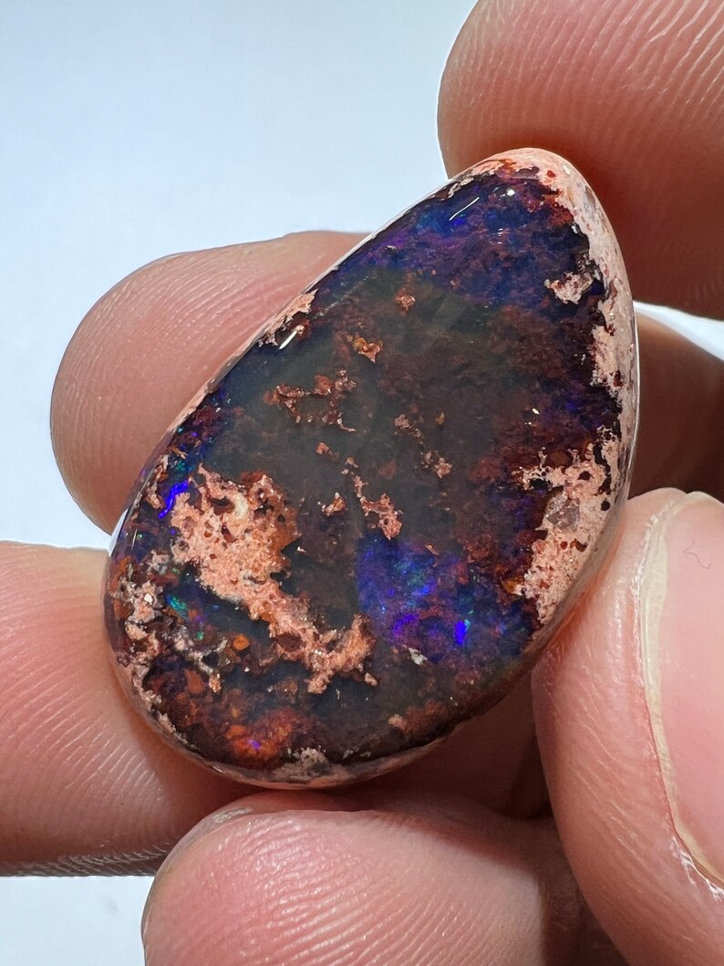 Amazing Fire Opal on Matrix With Its Beautiful Blue Flashes AA Quality ...