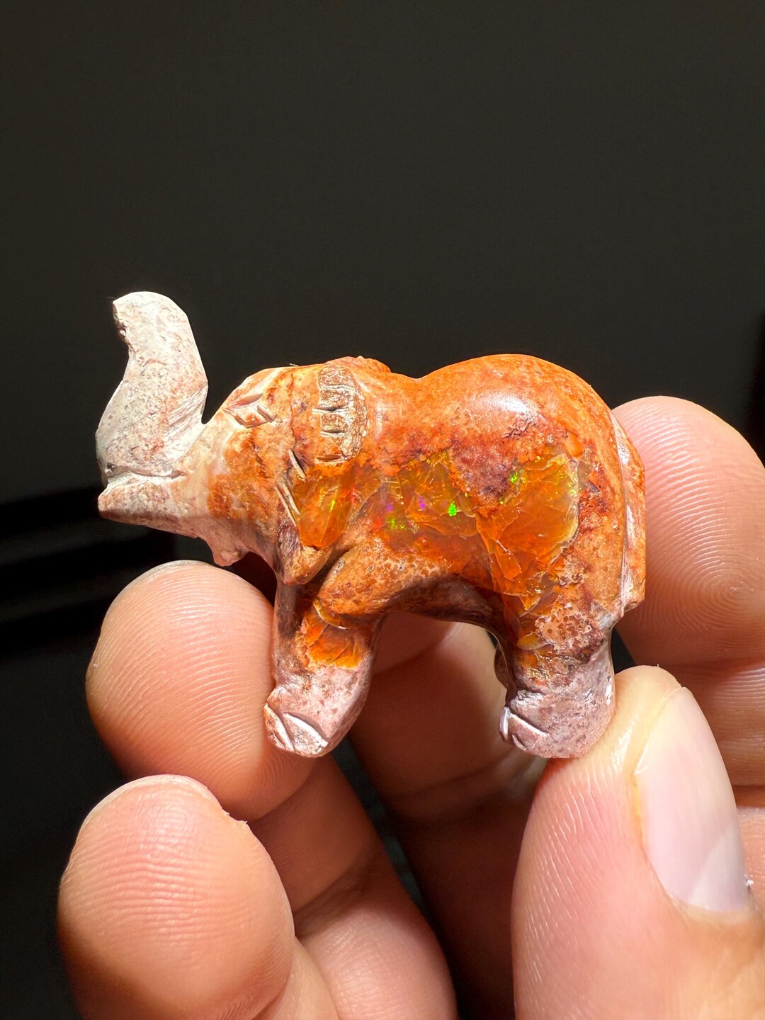 Beautiful Fire Opal Elephant in Matrix Measure 30x19mm - Etsy
