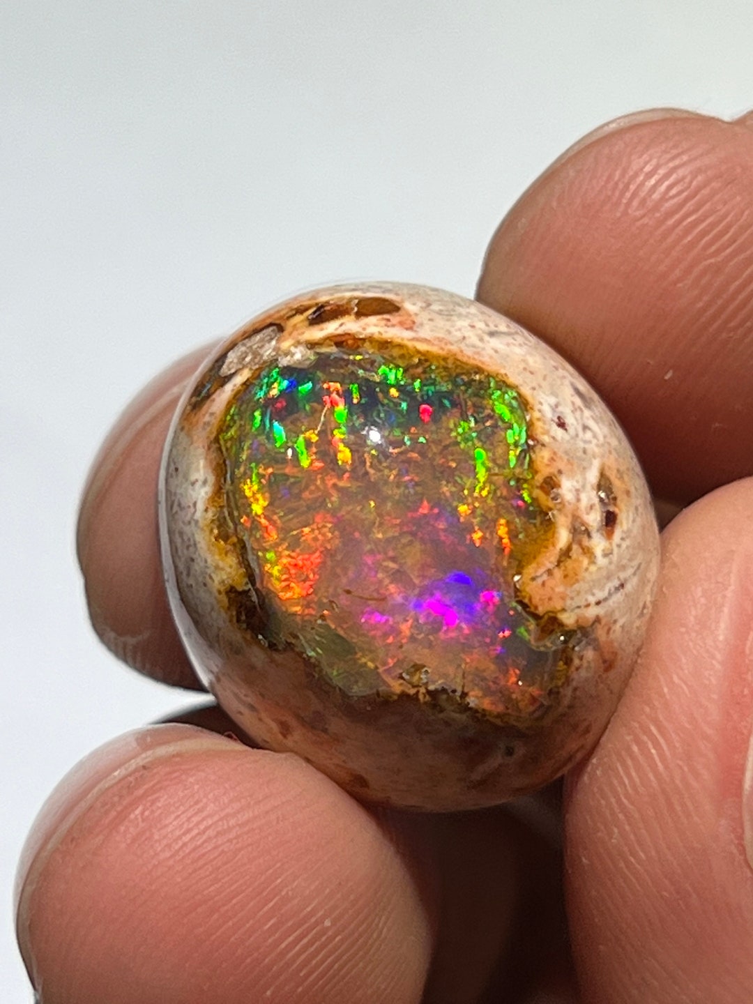 Amazing Fire Opal on Matrix With Its Beautiful Rainbow Rain Sparkles Top AAA Quality Weight 27. ...