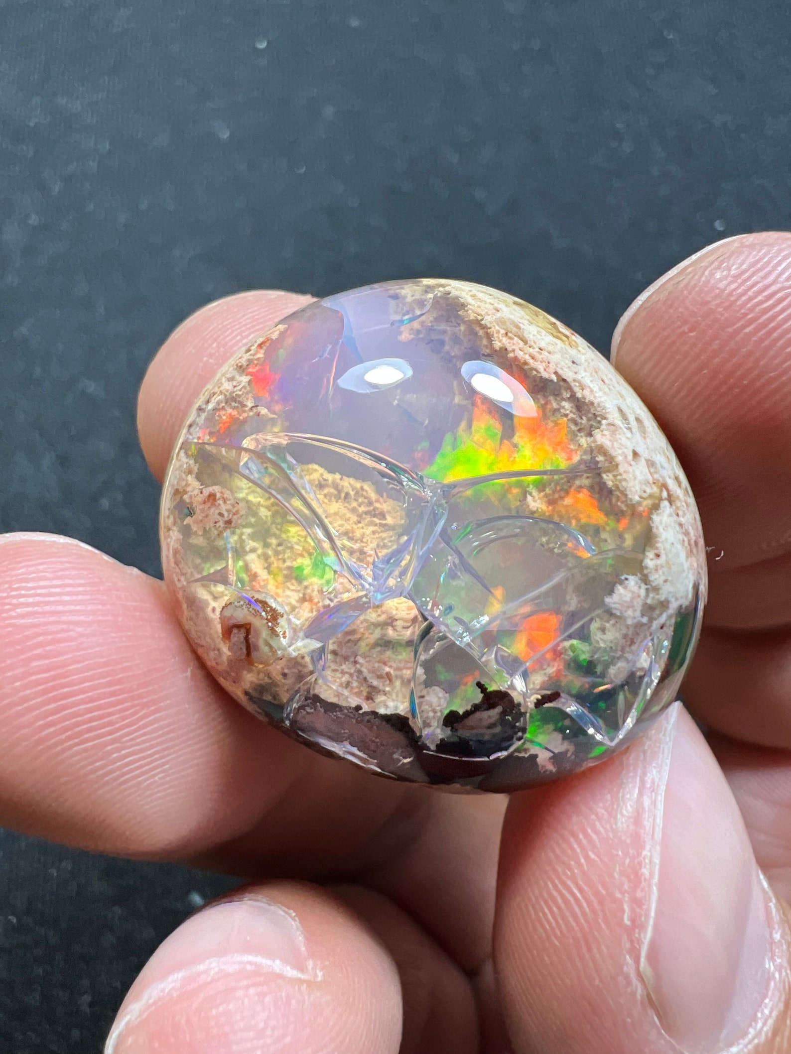 Amazing Fire Opal on Matrix With Its Beautiful Sparkles and Landscapes ...