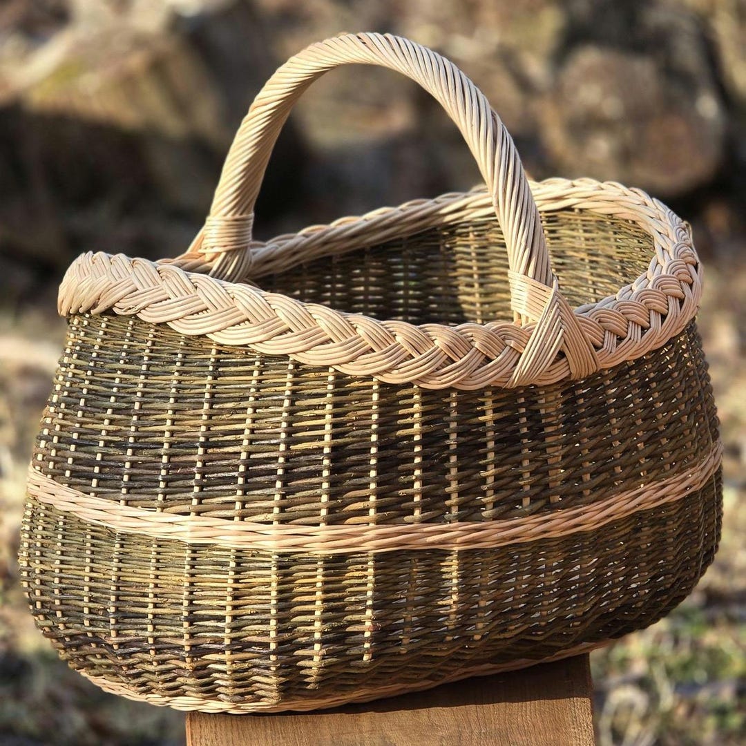 Handmade Willow Basket: Woven Wicker Design - Etsy