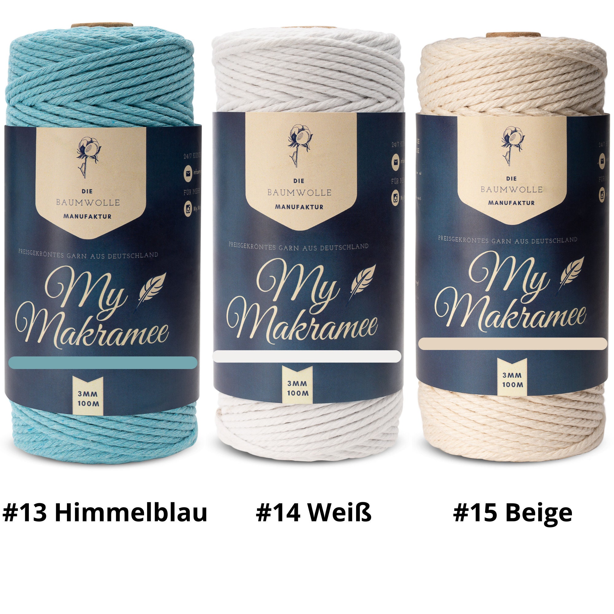 MyMakramee Makramee Garn 3mm x 100m 25 verschiedene | Etsy