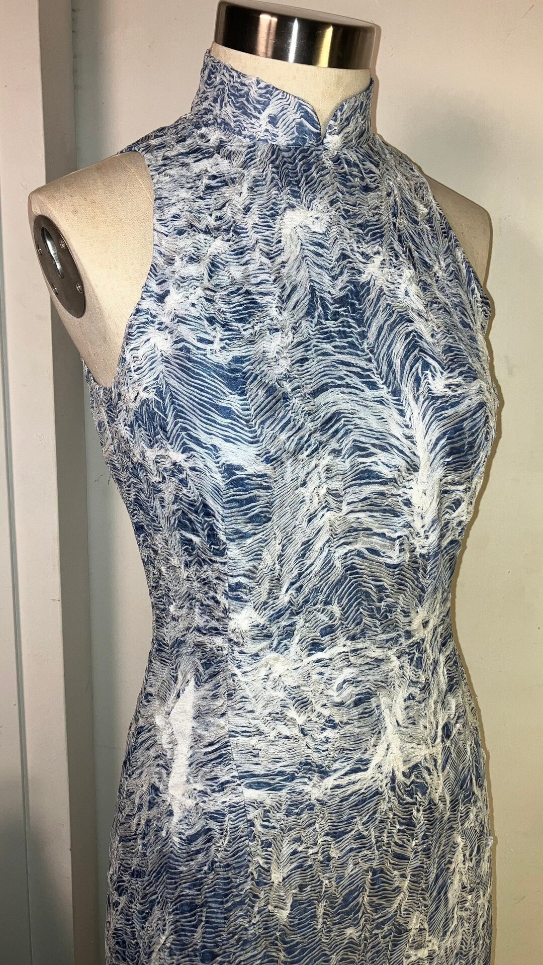 Elastic Pleated Ocean Waves Modern STRETCHY Special Textile Cheongsam ...
