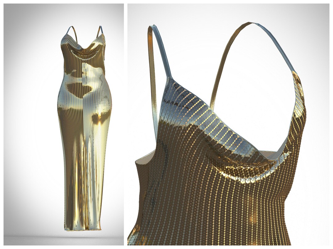 Golden Muse Dress tailor-made Embellished Champagne Gold Sequins ...