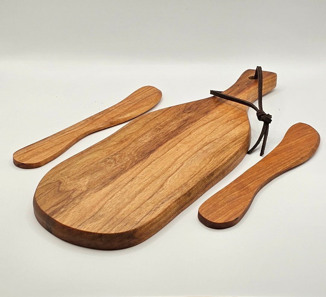 Butter Board and Knife Set Rustic Design Natural Hardwoods Walnut, Oak ...