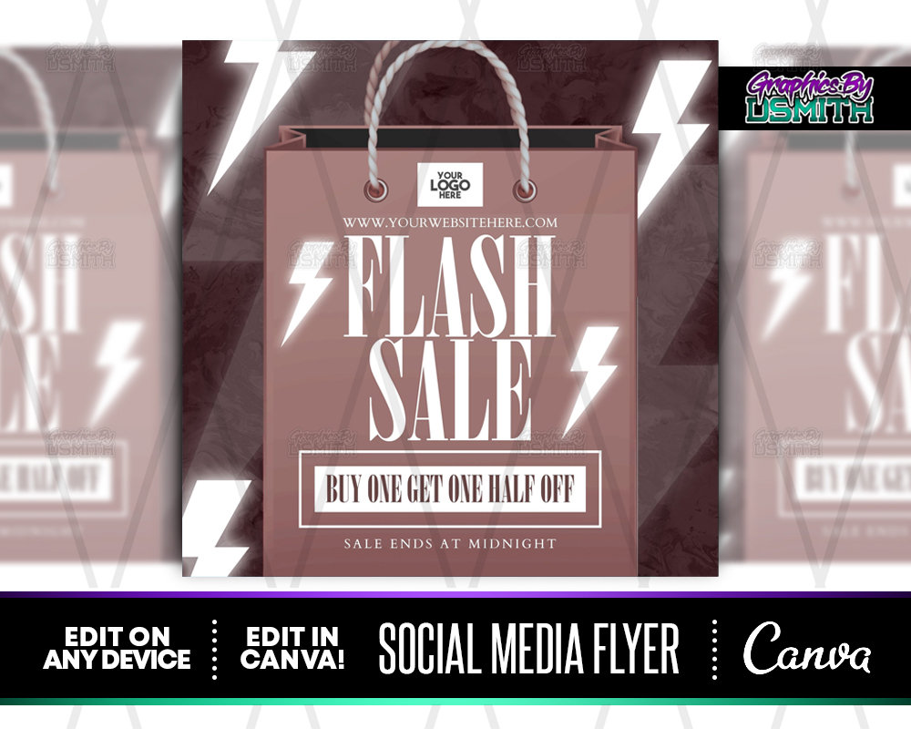 DIY Flash Sale Blush Canva Template, Premade Templates, Social Media ...