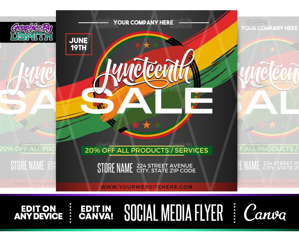Happy Juneteenth Sale Canva Template - Etsy