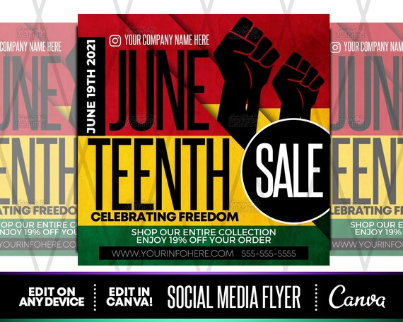 Juneteenth Sale Canva Template Premade Templates Social | Etsy