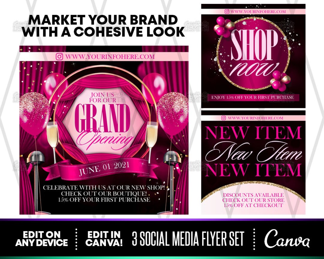 DIY Grand Opening Pink Carpet Canva Template, Premade Templates, Social ...