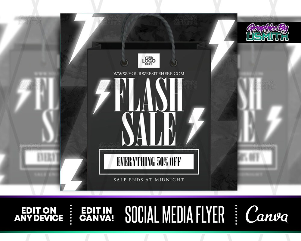 DIY Flash Sale Canva Template, Premade Templates, Social Media Flyer ...
